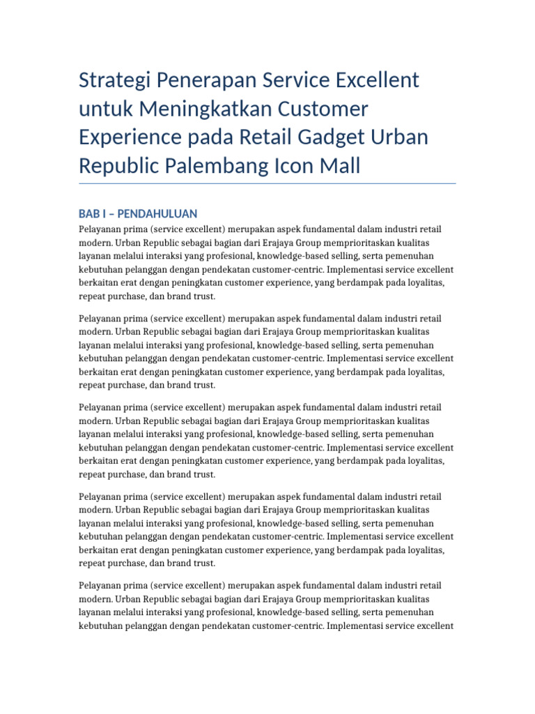 Skripsi Service Excellent Urban Republic | PDF