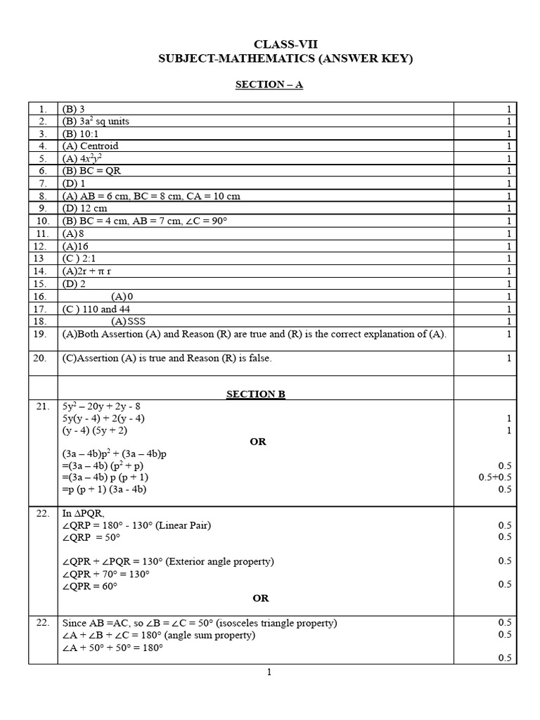 2024-25 Grade 7 Math Term 2 Sample Paper | PDF | Length | Area