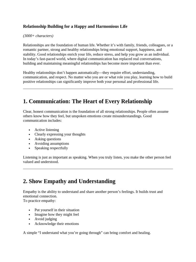 Building Healthy Relationships for Happiness | PDF | Empathy | Social ...