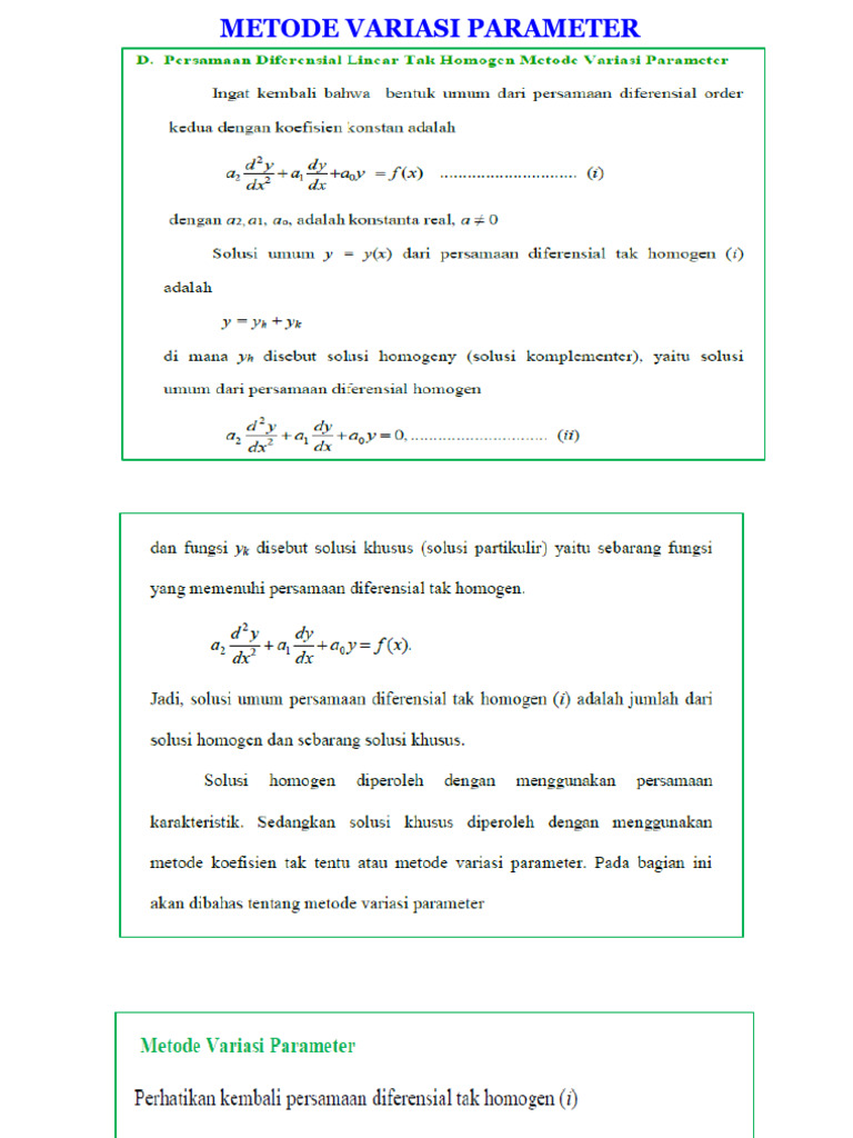 Metode Variasi Parameter | PDF