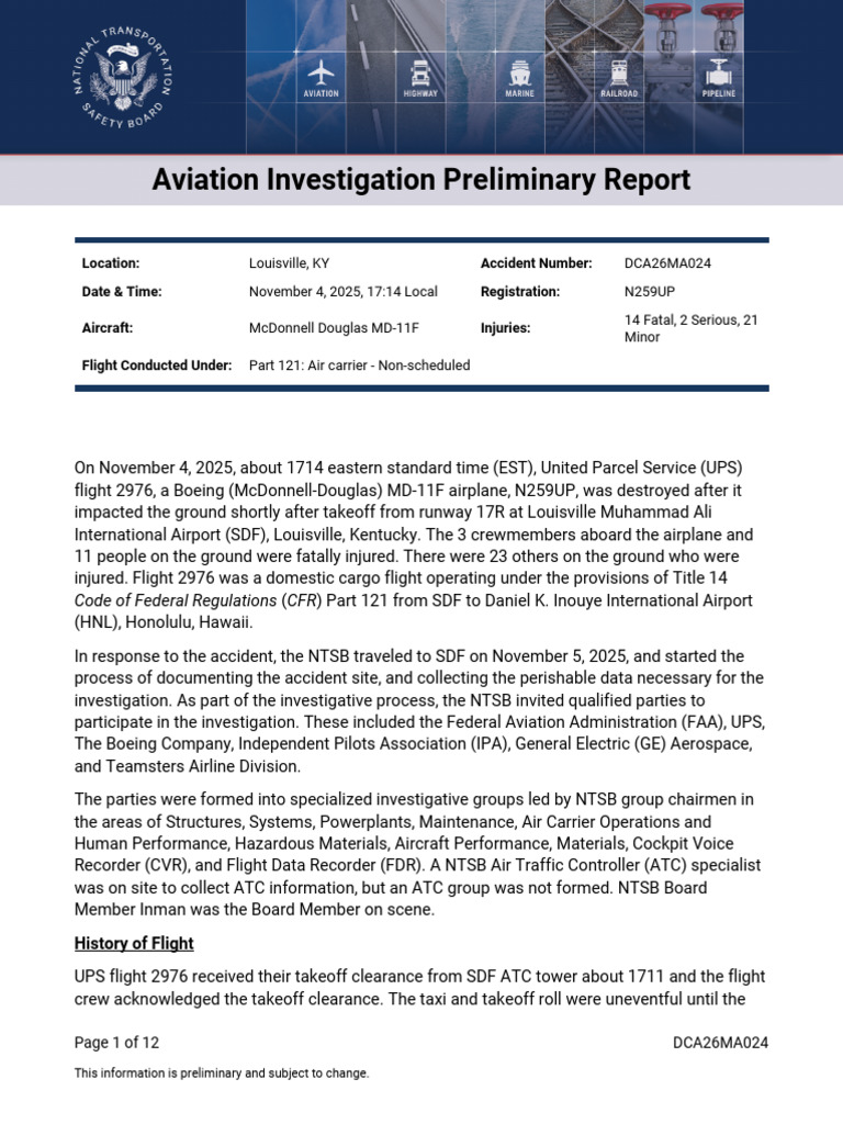 Flight 2976 NTSB Aviation Investigation Preliminary Report | PDF | Flight Recorder | Aviation ...