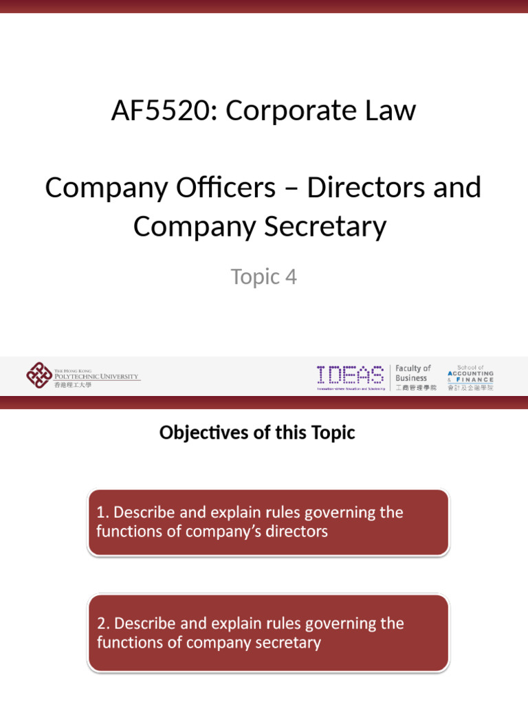 Topic 4 Company Officers-Directors and Company Secretary | PDF ...