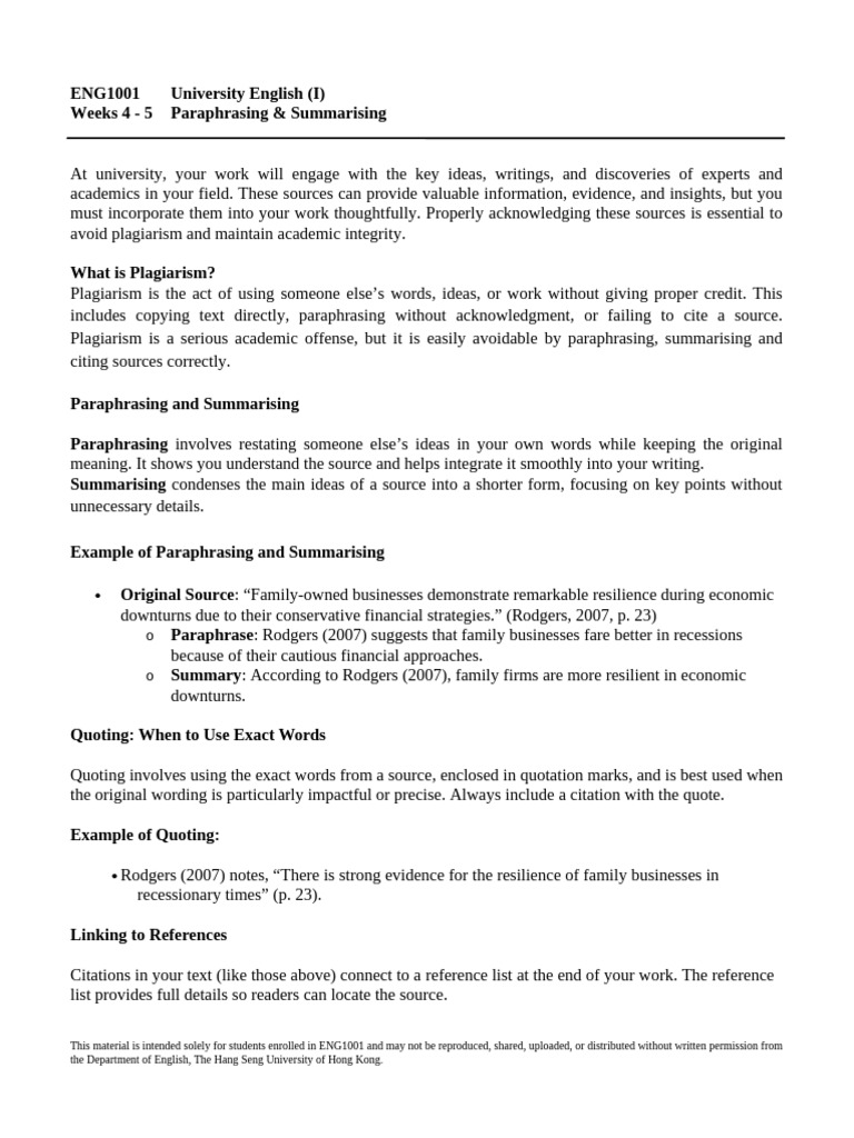 Paraphrasing and Summarising Guide | PDF | Citation | Aggression