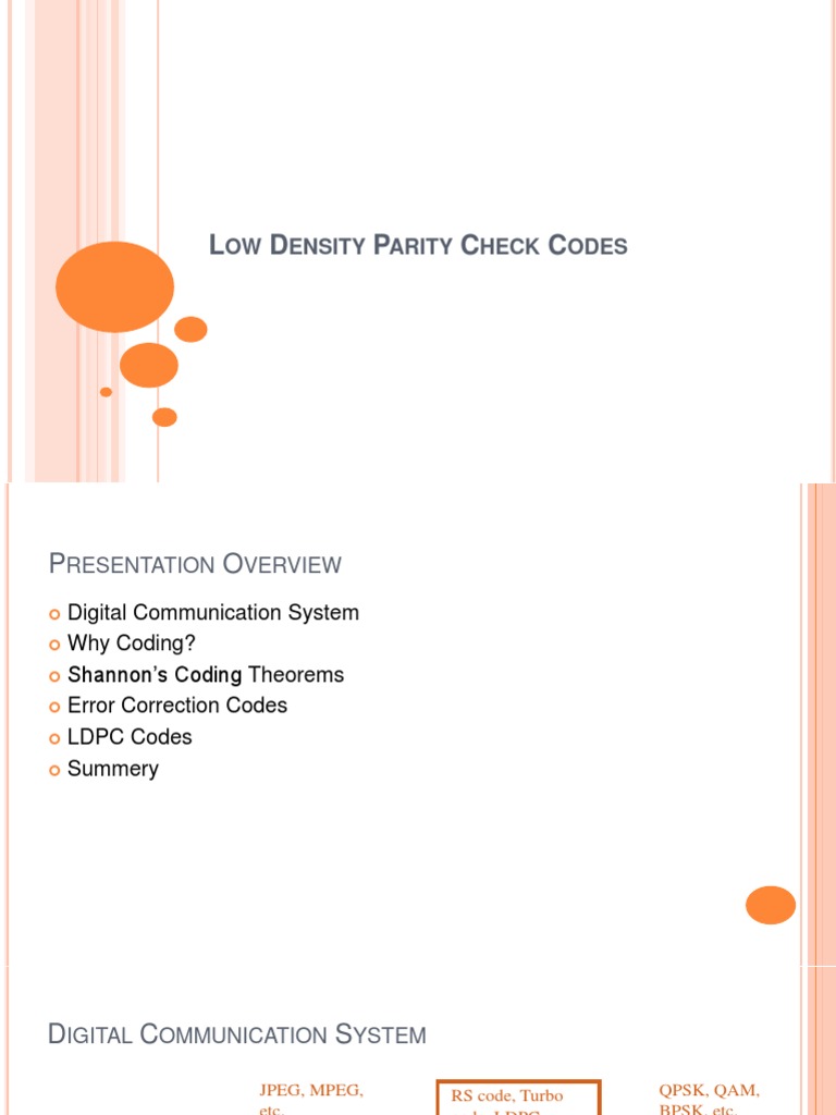 LDPC Codes in Digital Communication | PDF | Low Density Parity Check ...