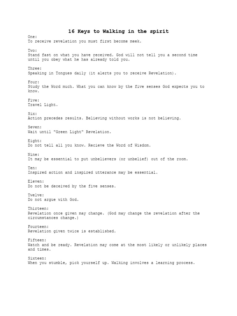 16 Keys To Walking in The Spirit | PDF