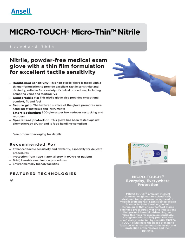 Micro Touch Micro Thin Nitrile Pds TW | PDF | Glove