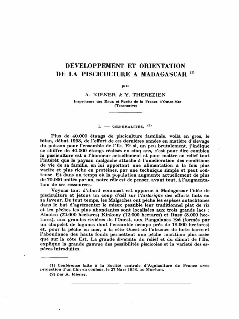 Developpement Et Orientation de La Pisciculture A | PDF | Étang ...