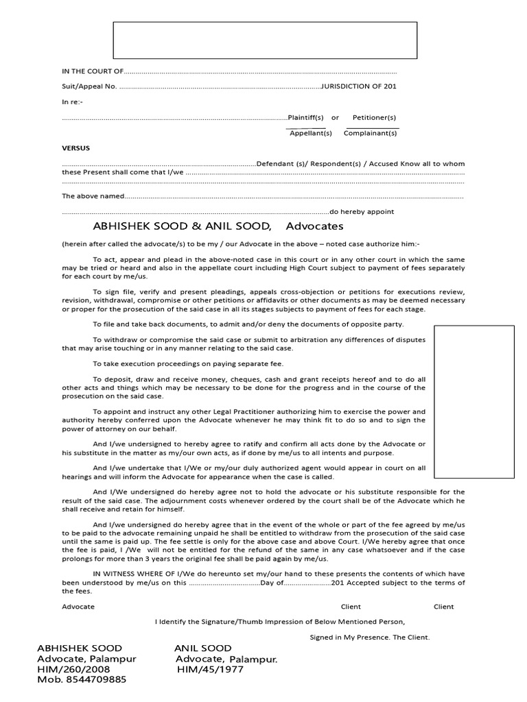 Advocate Appointment Agreement Template | PDF | Lawsuit | Legal Procedure