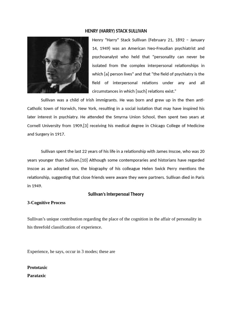 Sullivan's Interpersonal Theory Explained | PDF | Adolescence ...