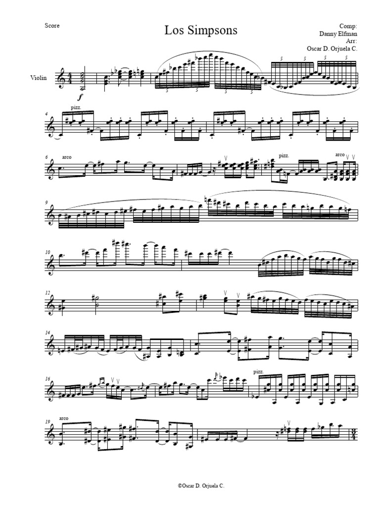 Partition pour violon : Los Simpsons | PDF