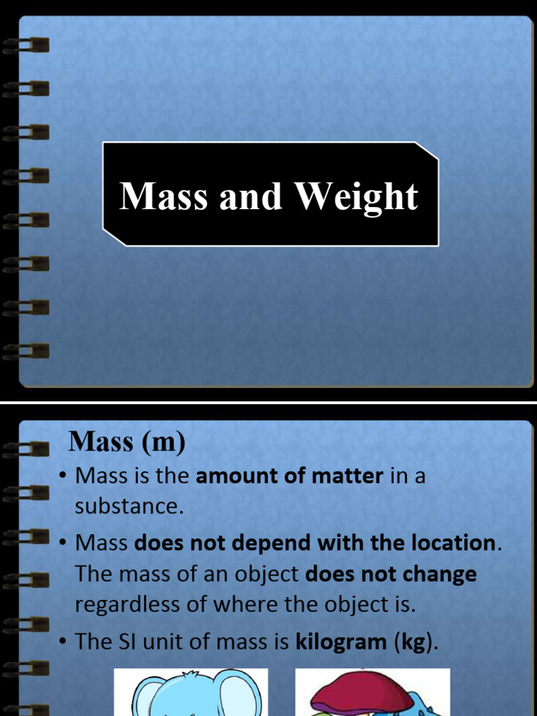 Mass and Weight1 | PDF | Weight | Mass