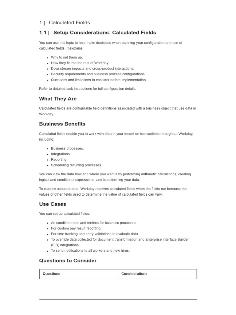 Workday Calculated Fields Guide | PDF | Numbers | Arithmetic