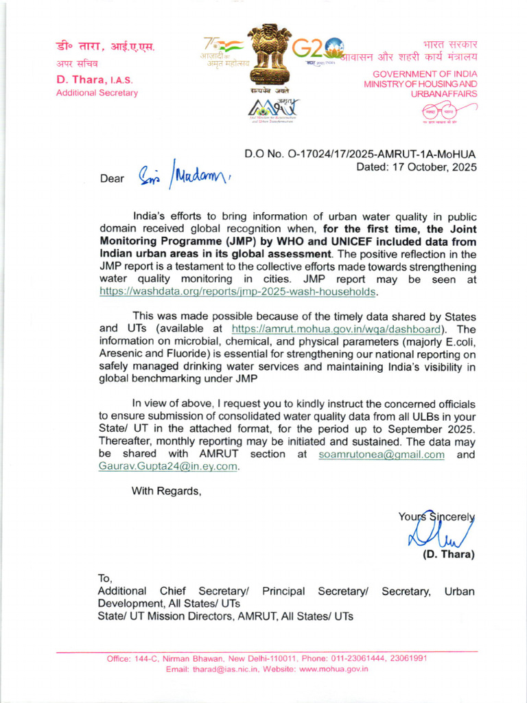 D.O. Letter - JMP - Dated 17.10.2025 | PDF | Hydrology | Waste Management