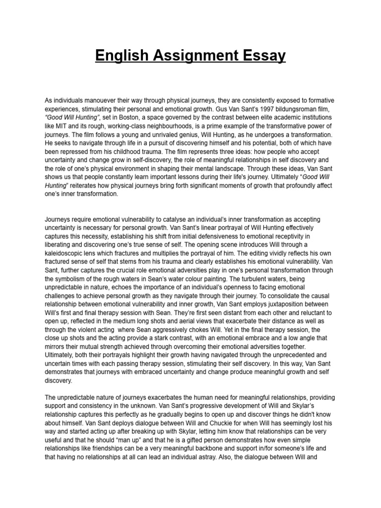 English Assignment Essay | PDF | Personal Development | Psychological ...
