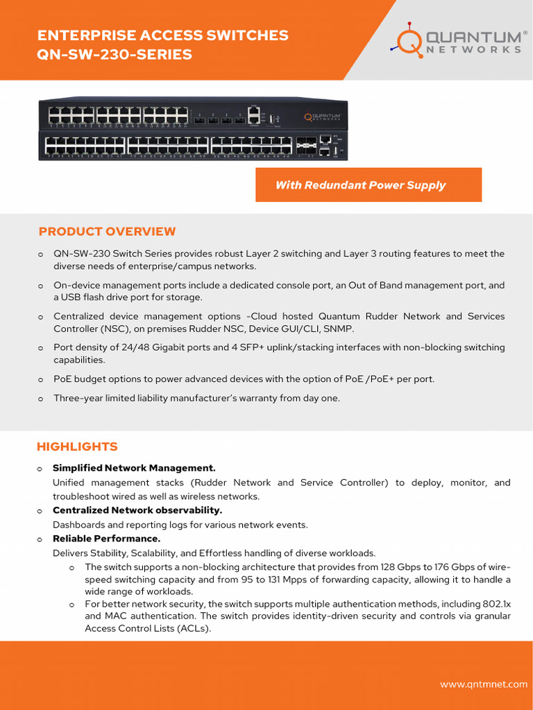 QN SW 230 Series Datasheet | PDF | I Pv6 | Ip Address