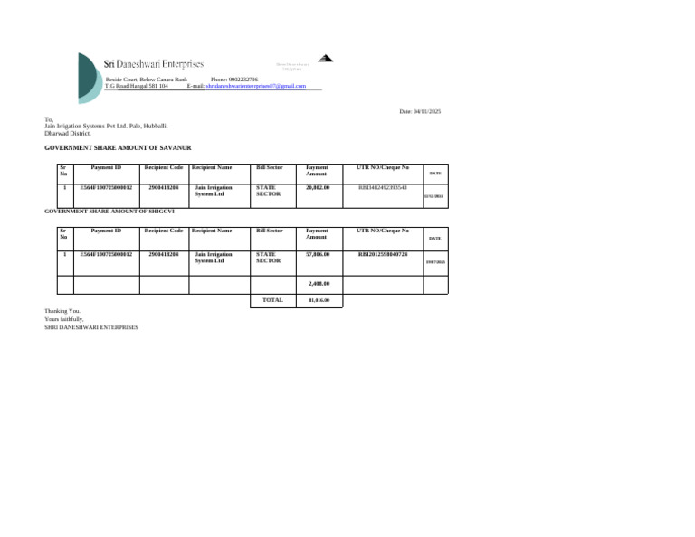 Shree Daneshwari Enterprises Letter Head | PDF