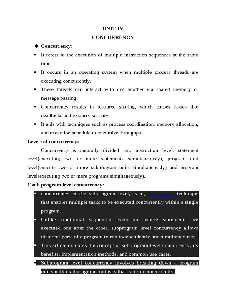 Unit-Iv Concurrency Concurrency:: Programming | PDF | Process ...