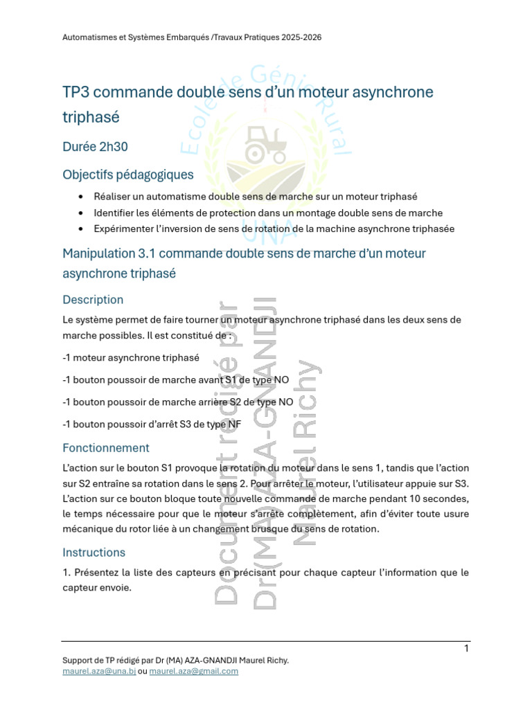 TP Moteur Asynchrone : Commande Double Sens | PDF