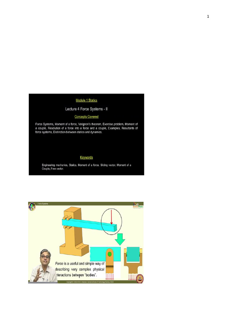 Lecture 4 - Force Systems - II | PDF | Force | Euclidean Vector