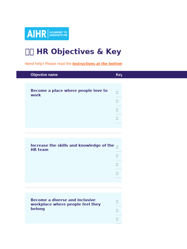 HR OKR Tracking Template (LIVE) | PDF | Employee Retention | Labor ...