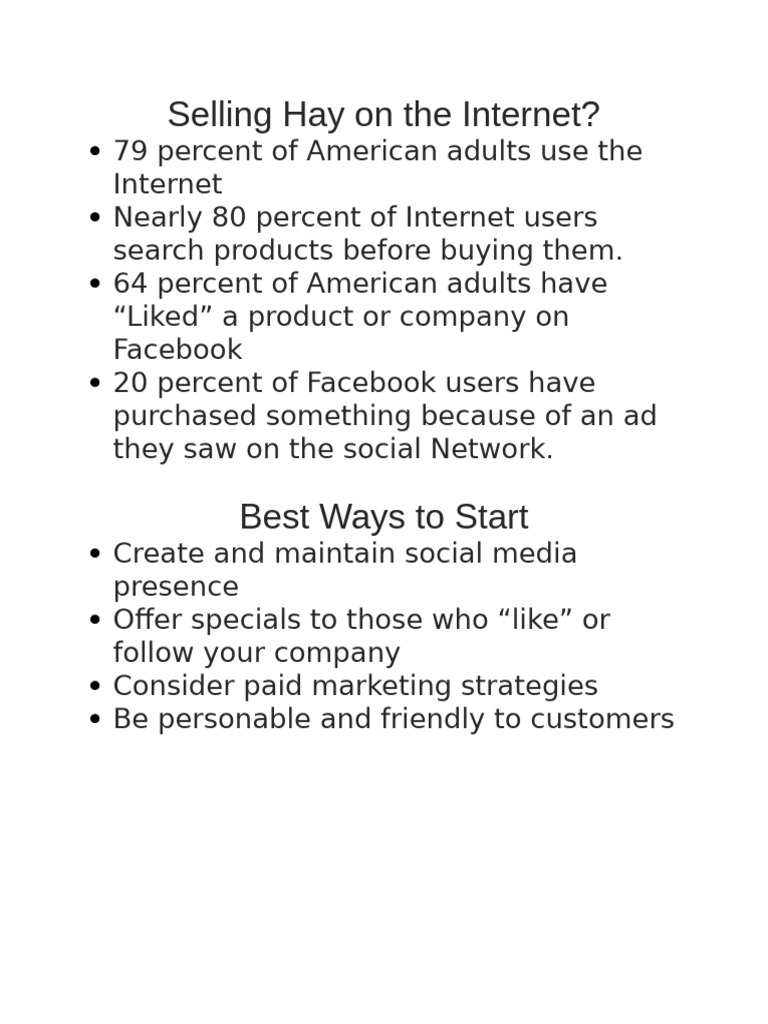 Selling Hay Online: Effective Strategies | PDF