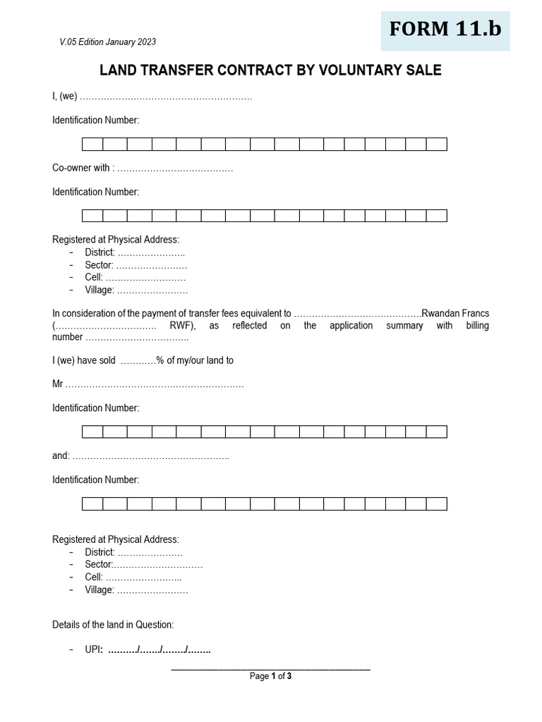 Land Transfer Contract Template | PDF | Private Law | Common Law