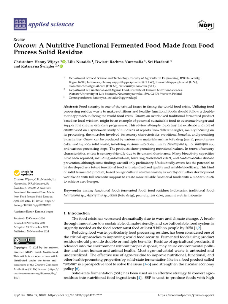 Oncom: Nutritive Fermented Food from Waste | PDF | Tofu | Soybean