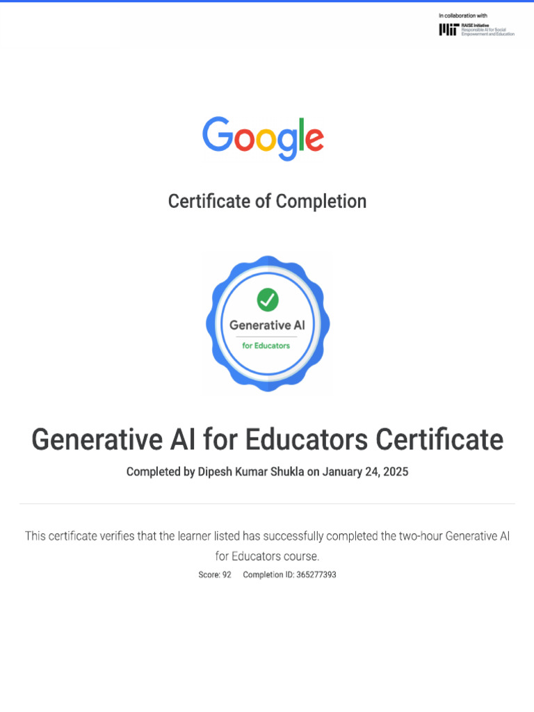 Google Generative Ai Certificate | PDF