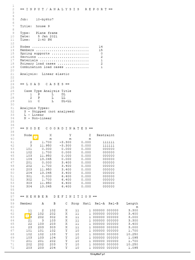 Plane Frame Analysis Report | PDF | Physics | Mechanical Engineering