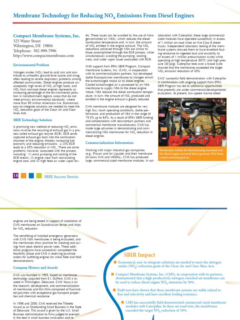 Membrane Technology For Reducing NOxEmissions From Diesel Engines | PDF ...