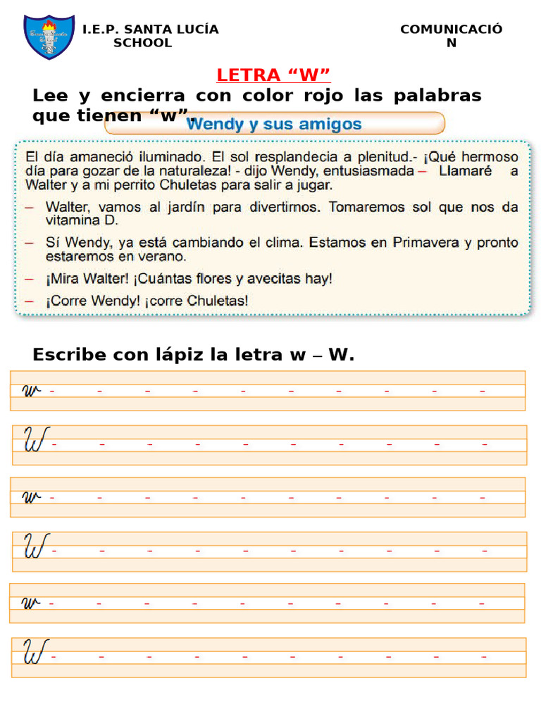 Actividades de la letra W para niños | PDF