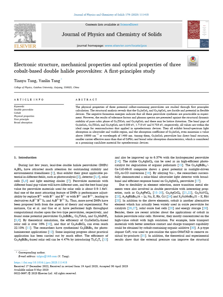 Cobalt Based Halide | PDF | Band Gap | Phonon