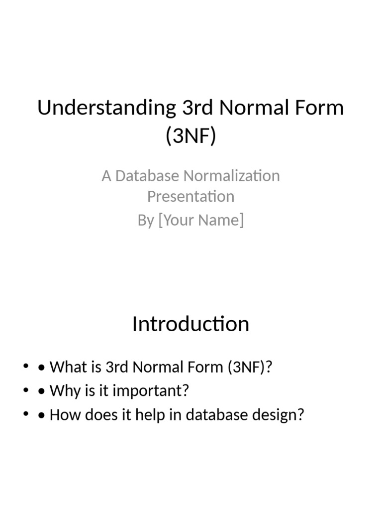Understanding 3rd Normal Form (3NF) | PDF