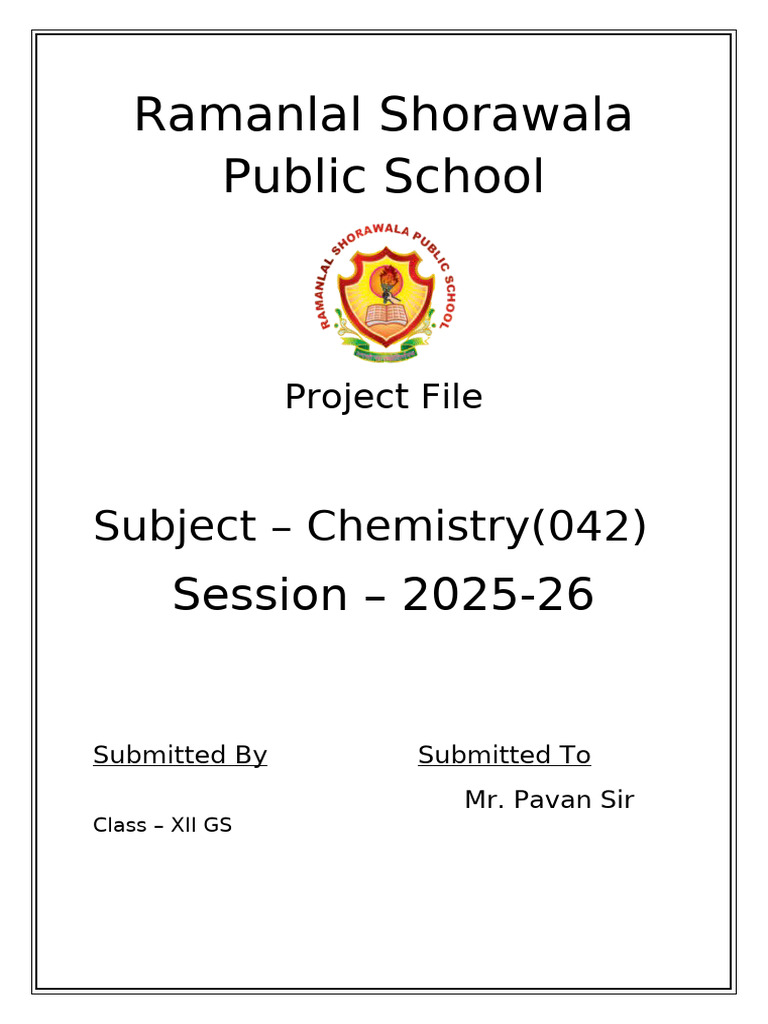 Chemistry Project File 2025-26 | PDF
