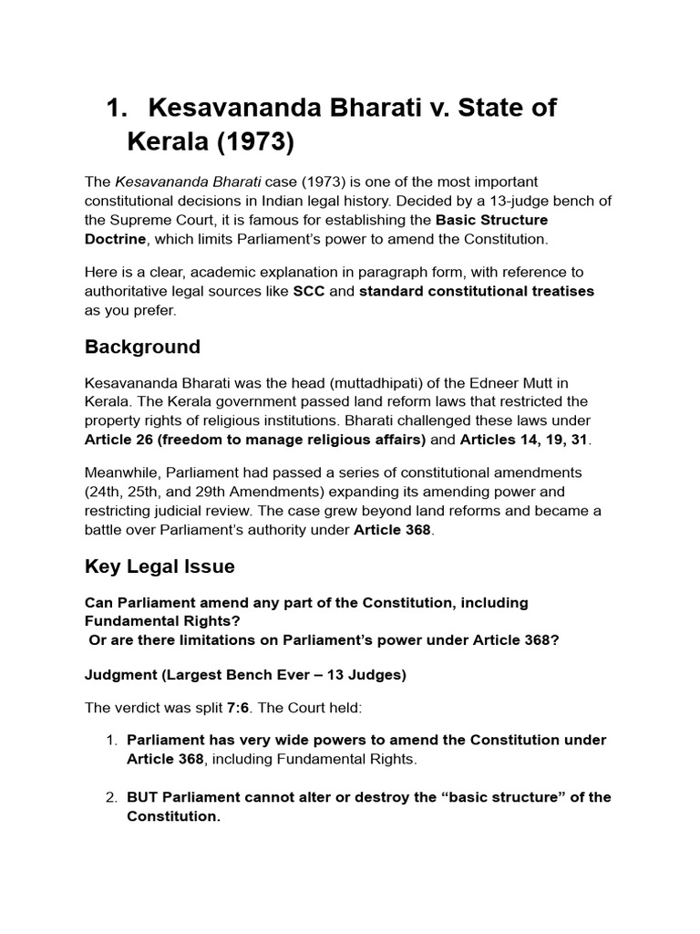 Key Indian Constitutional Cases Explained | PDF | Government | Justice