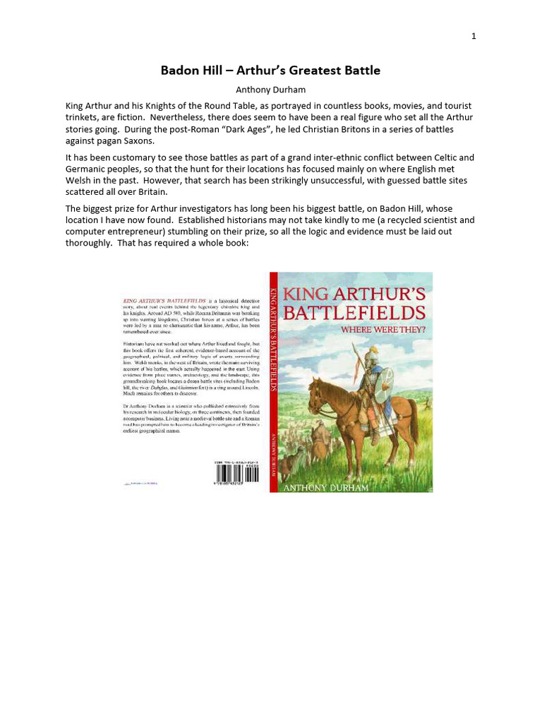 Durham, Anthony - Badon Hill - Arthur's Greatest Battle | PDF | Sub ...