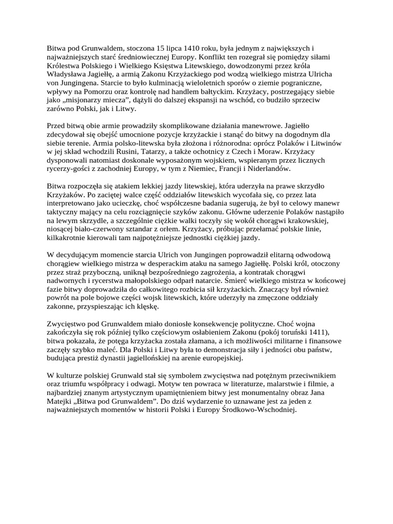 Bitwa Pod Grunwaldem | PDF