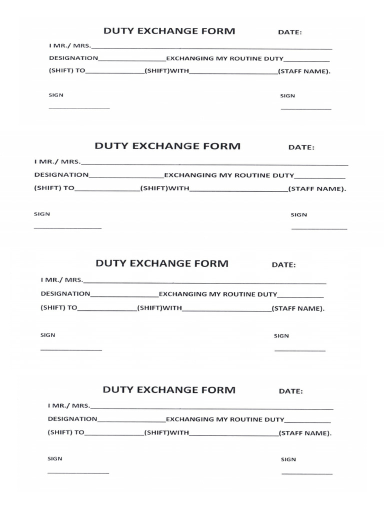 Duty Exchange Form | PDF