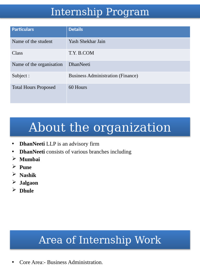 Yash Jain Internship | PDF | Project Finance | Business