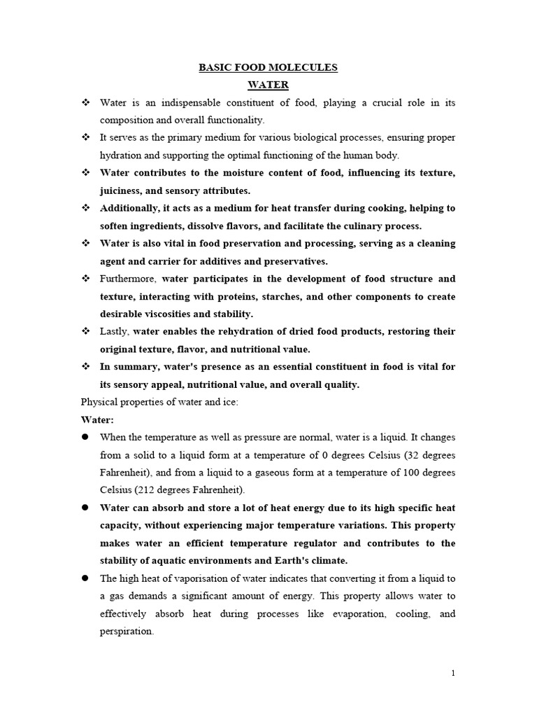Essential Food Molecules Overview | PDF | Carbohydrates | Cooking Oil