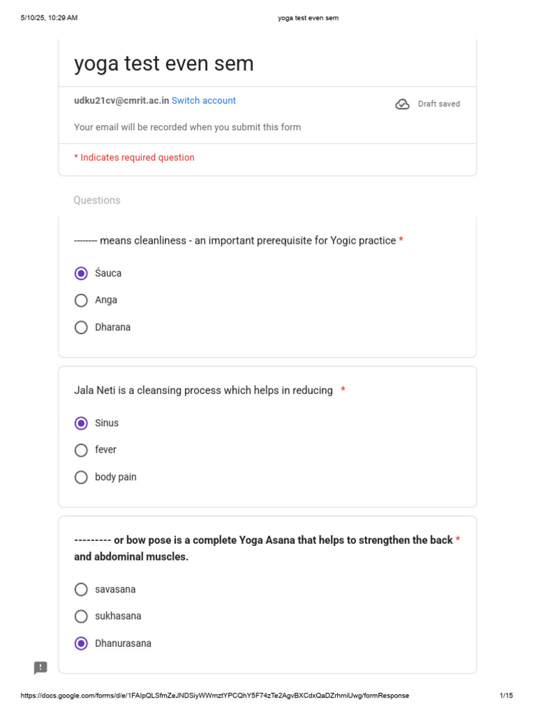 Yoga Test | PDF | Asana | Yoga
