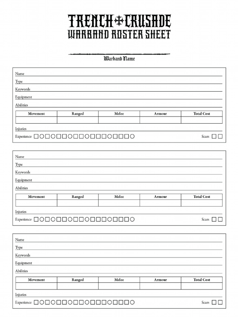 Warband Roster Sheet | PDF