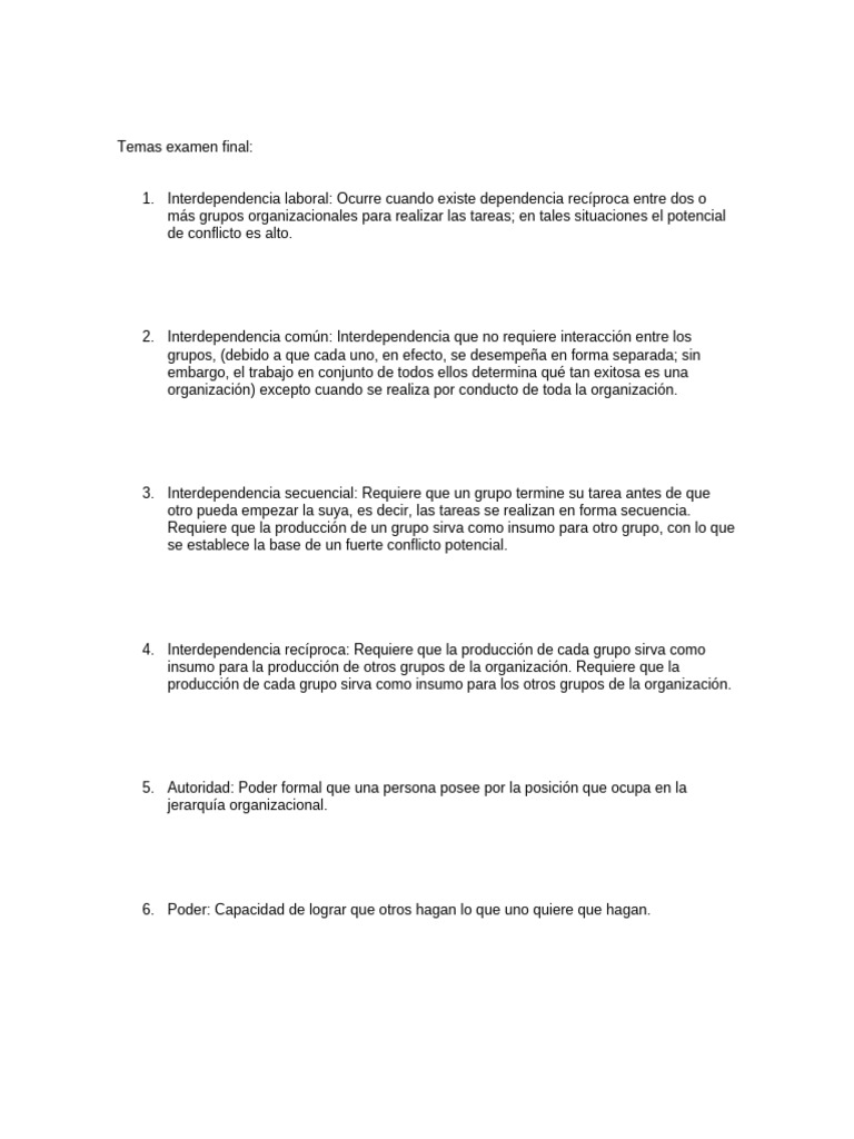 Tipos de Interdependencia y Poder en Organizaciones | PDF | Liderazgo ...