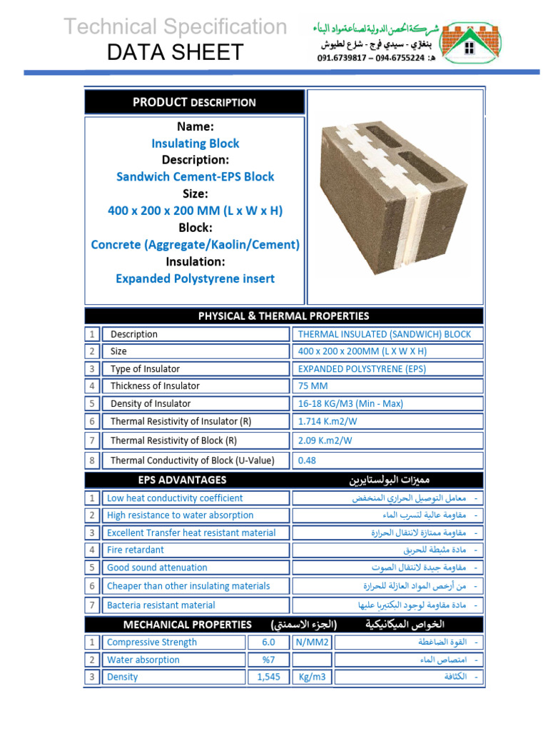EPS Concrete Sandwich Block Datasheet | PDF