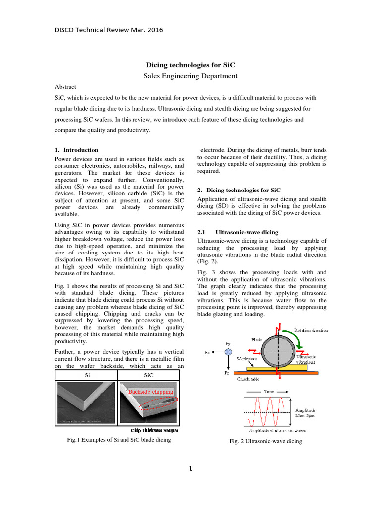 SiC Dicing Technologies Review: Ultrasonic vs Stealth | PDF | Wafer ...