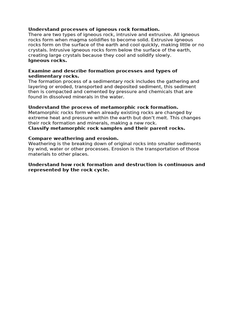 Understand Processes of Igneous Rock Formation | PDF | Rock (Geology ...