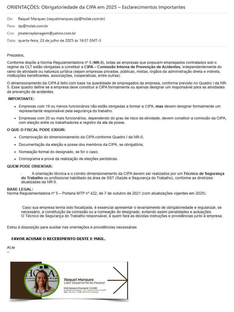 CIPA 2025: Regras e Obrigações Essenciais | PDF | Segurança e saúde ...