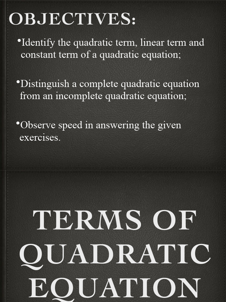 Terms of Quadratic Equation | PDF | Equations | Quadratic Equation