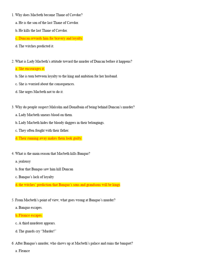 Macbeth Test May | PDF | Macbeth | Shakespearean Characters
