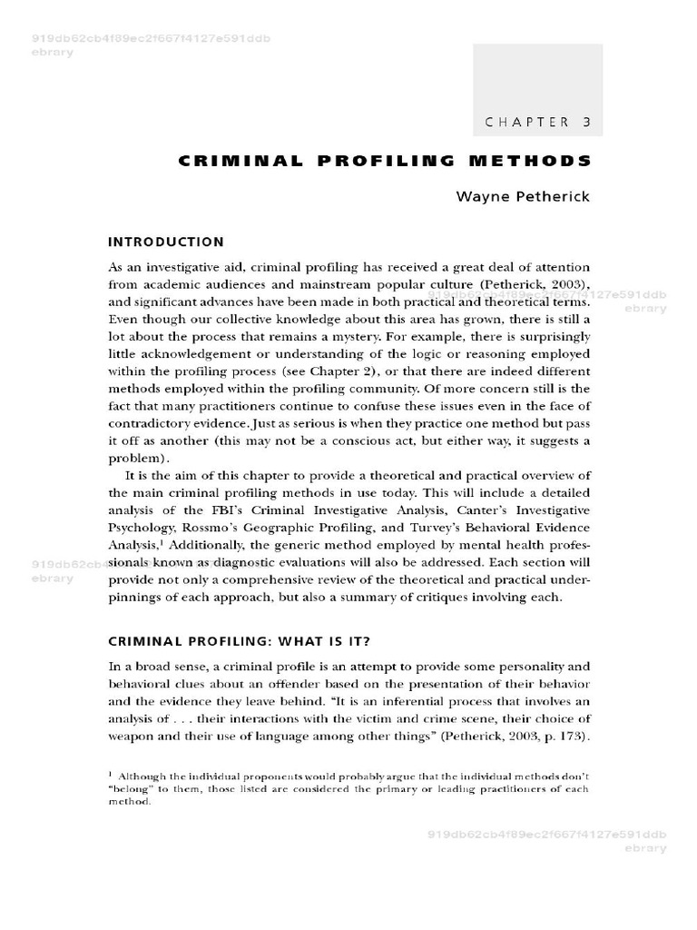 l23 - Criminal Profiling Methods | PDF | All Rights Reserved | Freedom ...